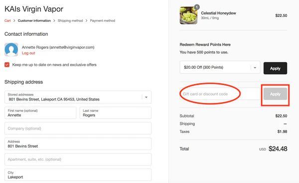 How Do I Enter a Discount Code or Coupon? - Kai's Virgin Vapor, A ...